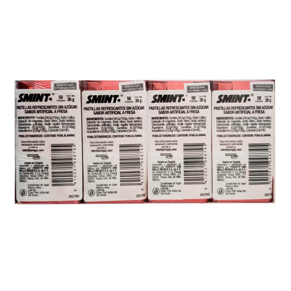 Smint Tin Fresa 12x12 Sin Azúcar | KRAM